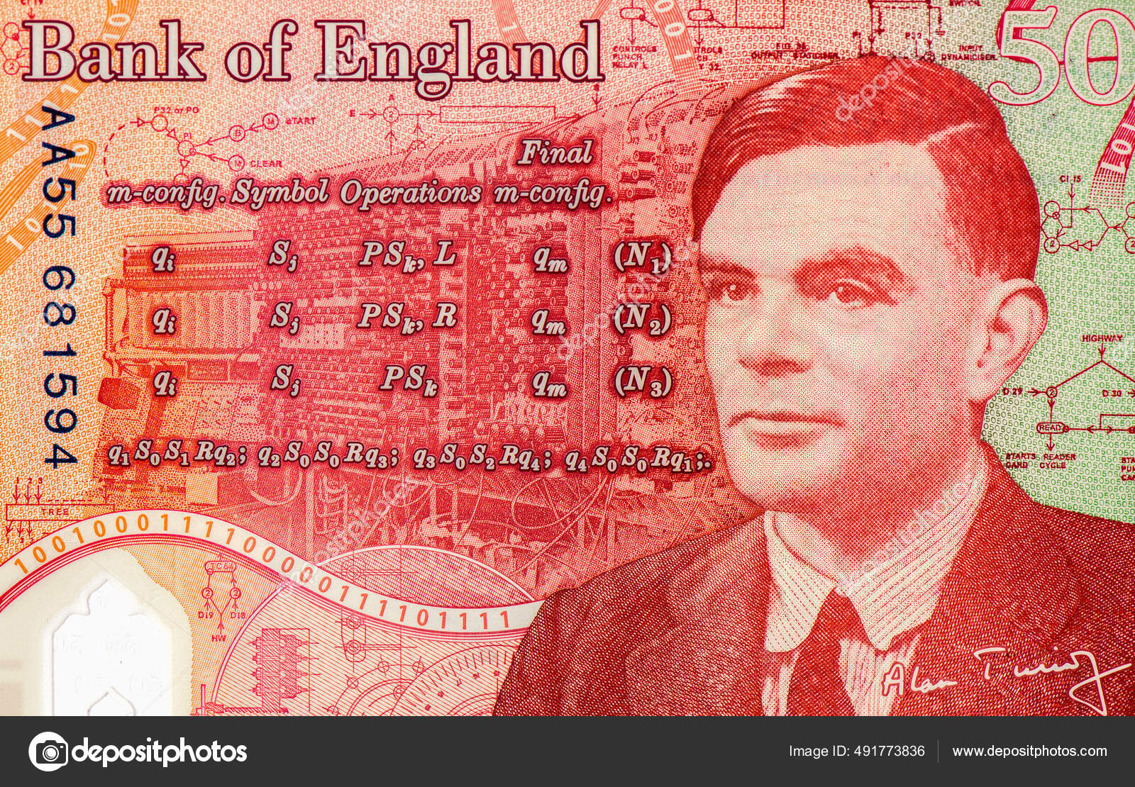 Alan Turing Bank Note Image Christopher Furlonges Portrait Great ...