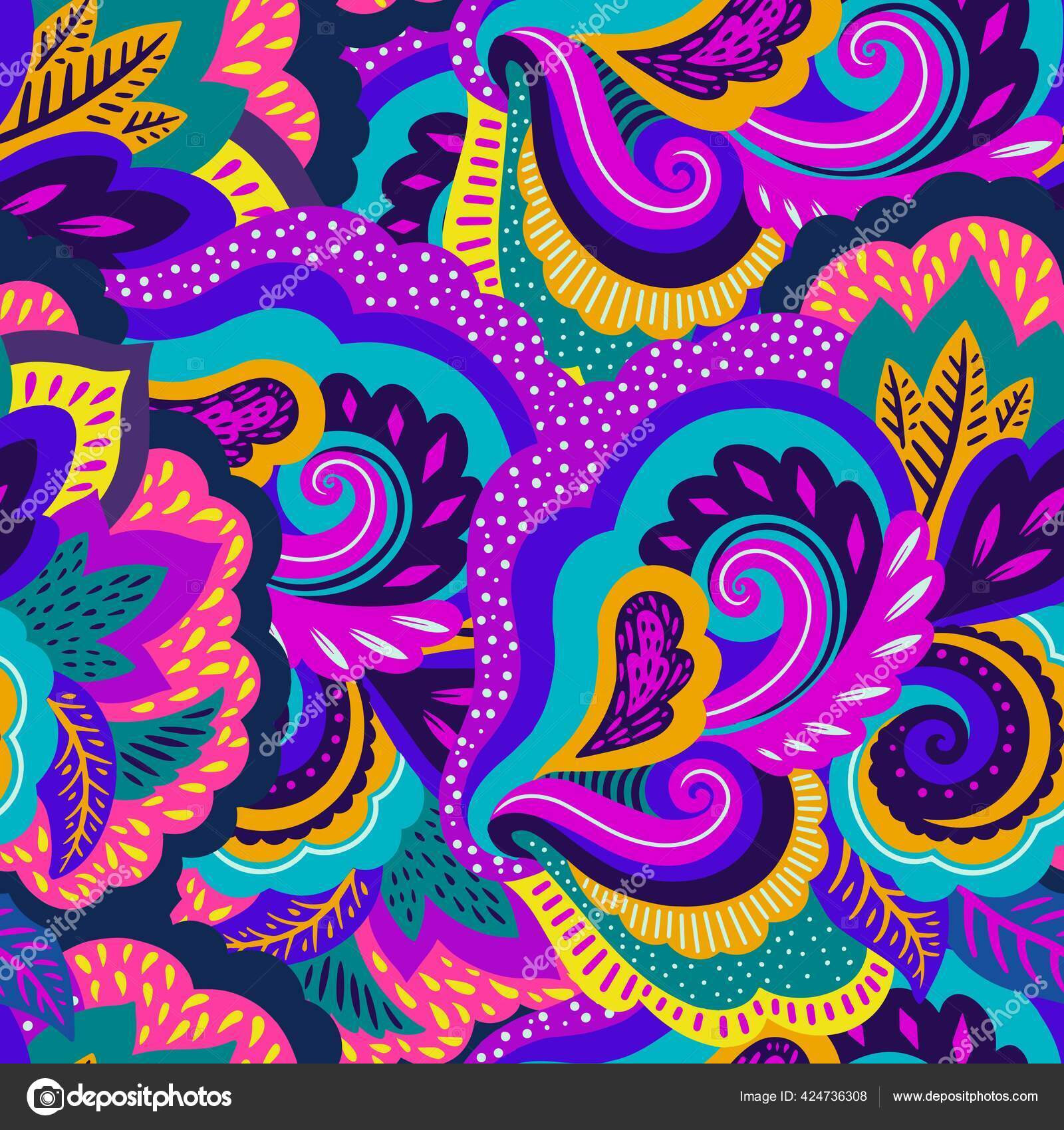 Funky colorful seamless psychedelic texture for decoration and design ...