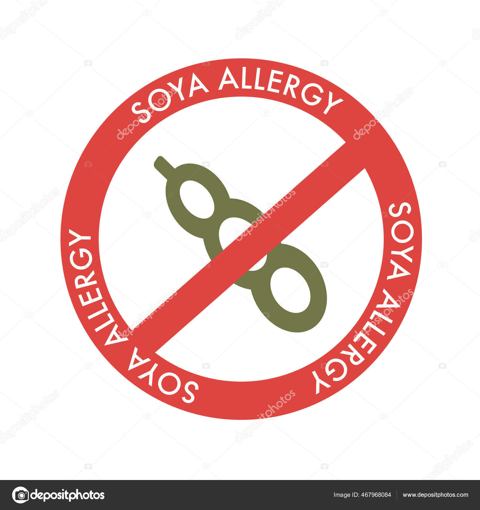 Soy allergy red warning sign, sticker or label. Stock Vector by ...