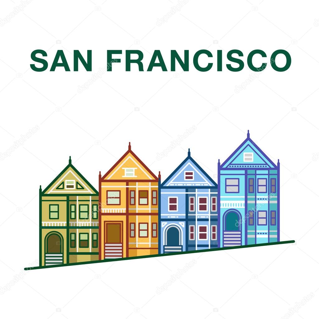 San Francisco victorian houses — Stock Vector © Julija_grozyan #115613278