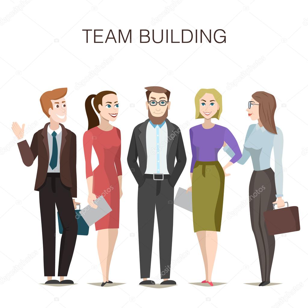 Ilustración de team building sobre fondo blanco . Vector de stock por ...
