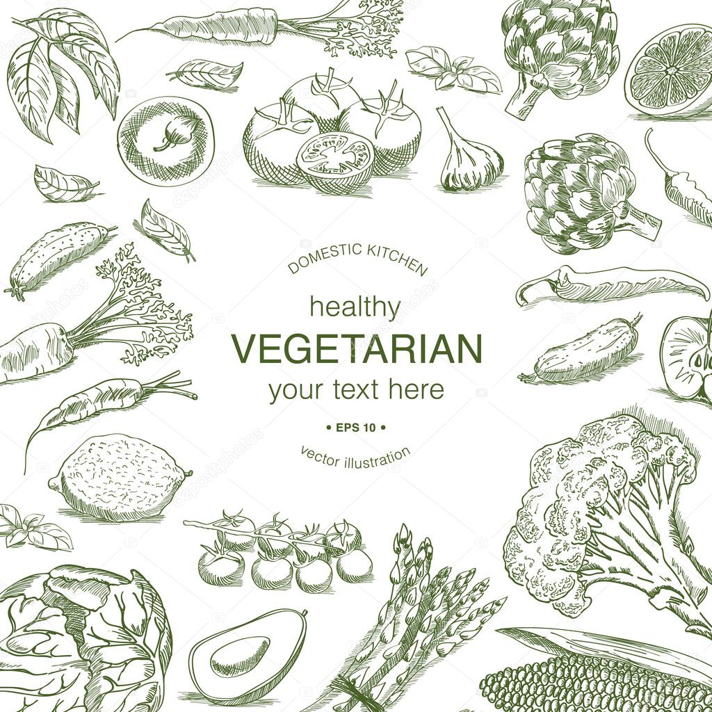 Vintage drawing of vegetables background Stock Vector Image by ©Julija ...