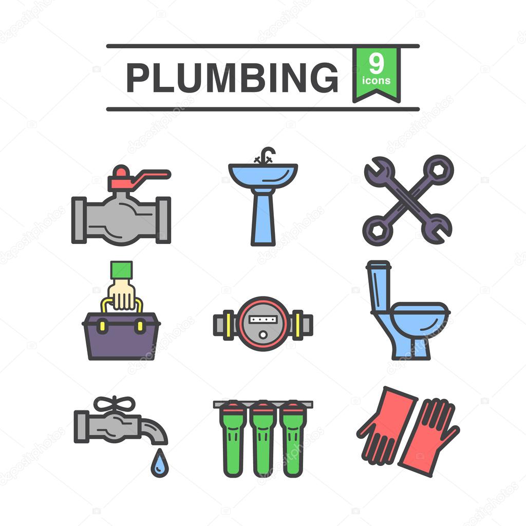 Conjunto de plomería iconos . Vector de stock #120350618 de ©Julija_grozyan
