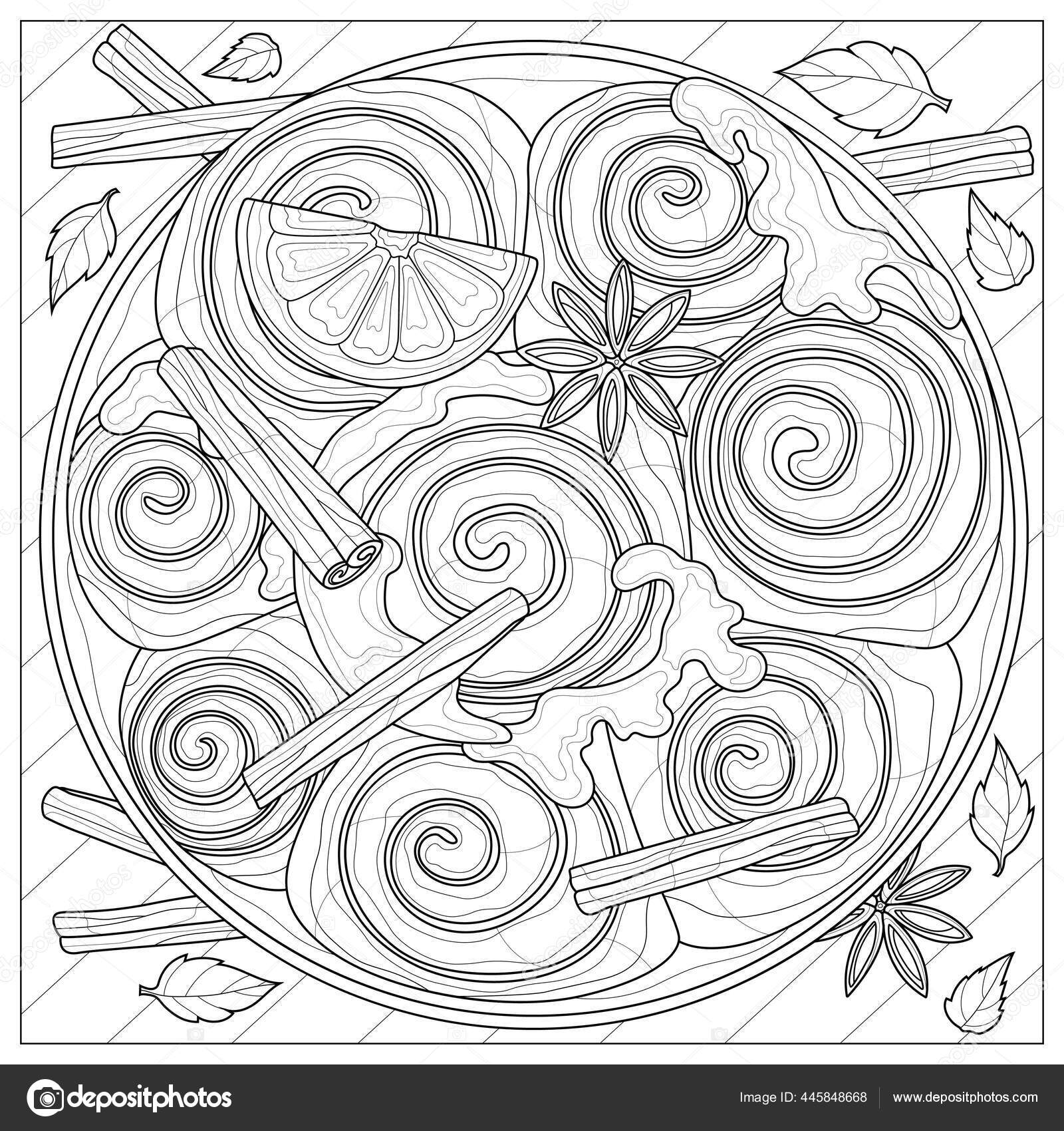 Cinnamon Roll Coloring Page
