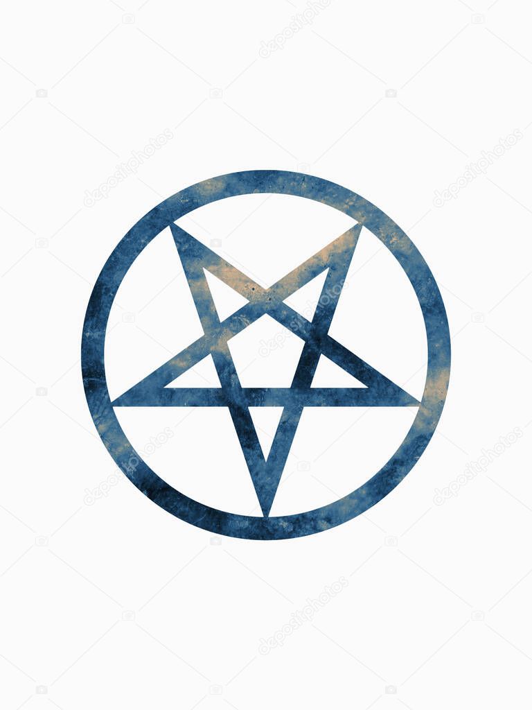 Pentagrama invertido estilizado sobre fondo blanco. Objeto aislado. Renderizado 3D 2024