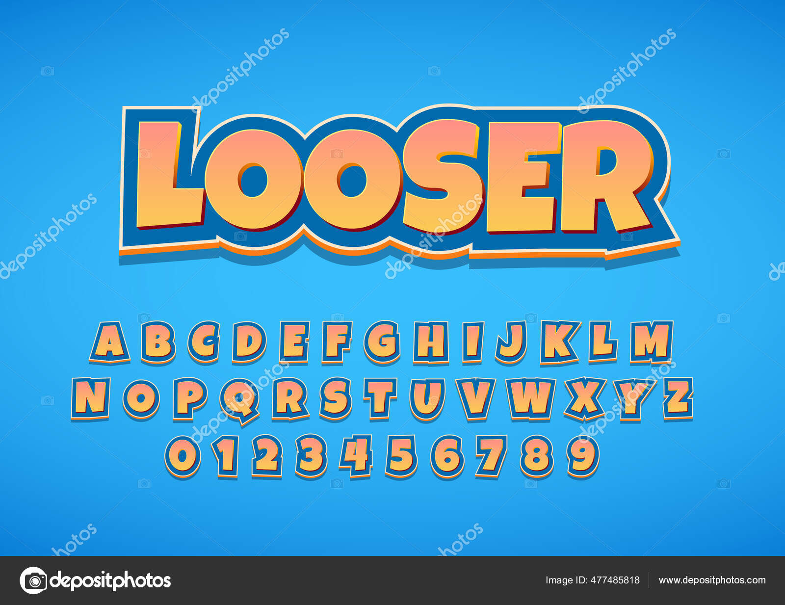 Cartoon Look Text Effect Set Vector Alphabet Number Fancy Modern Stock ...