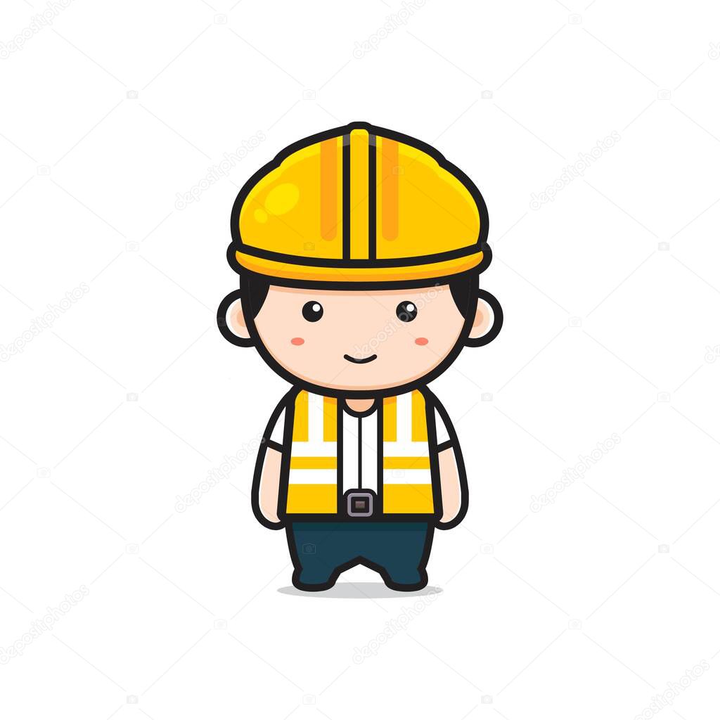 Lindo Ingeniero Personaje Dibujos Animados Icono Ilustración Diseño ...