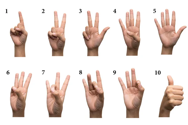 Numbers 1-10 in sign language — Stock Photo © tushchakorn #64115857