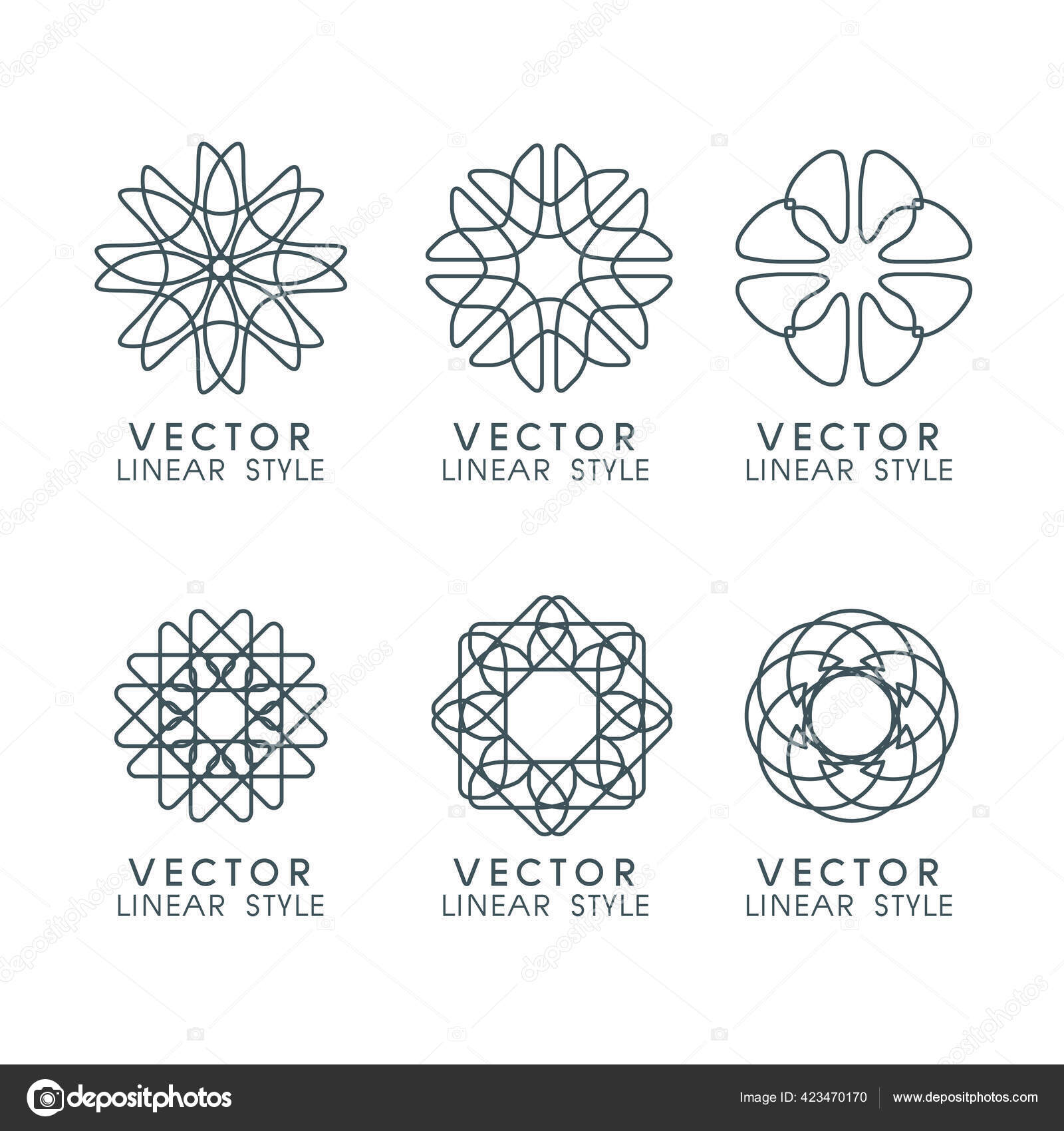 Vector Set Linear Design Elements Logo Design Templates Mono Line Stock ...