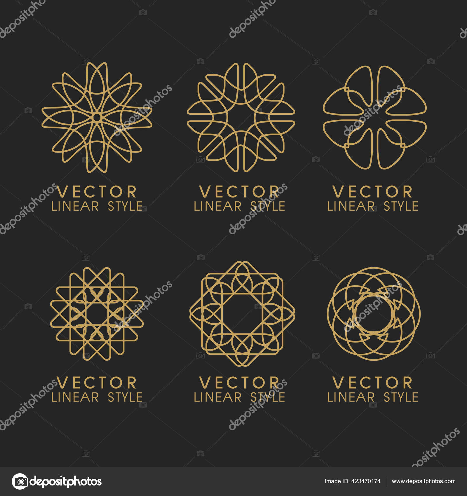 Vector Set Linear Design Elements Logo Design Templates Mono Line Stock ...