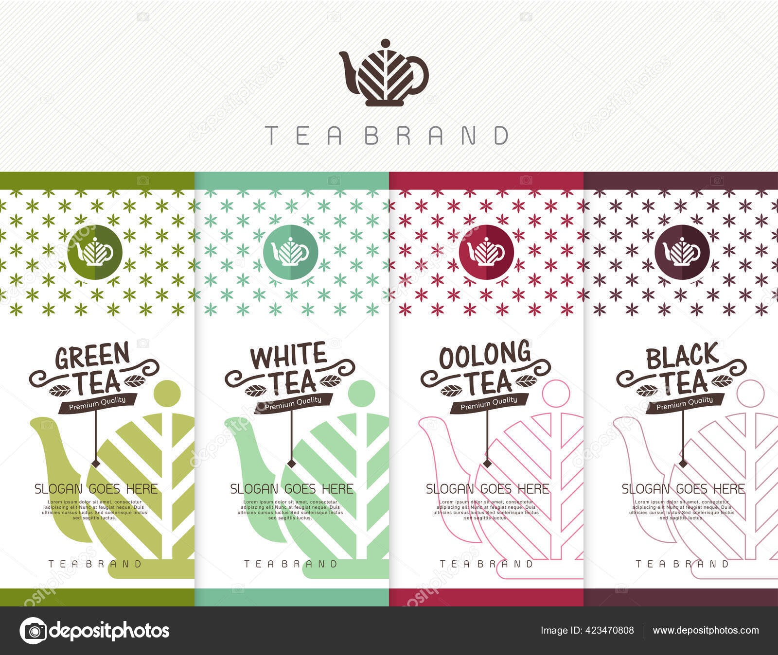 Vector Set Templates Packaging Tea Logo Label Banner Poster Identity ...