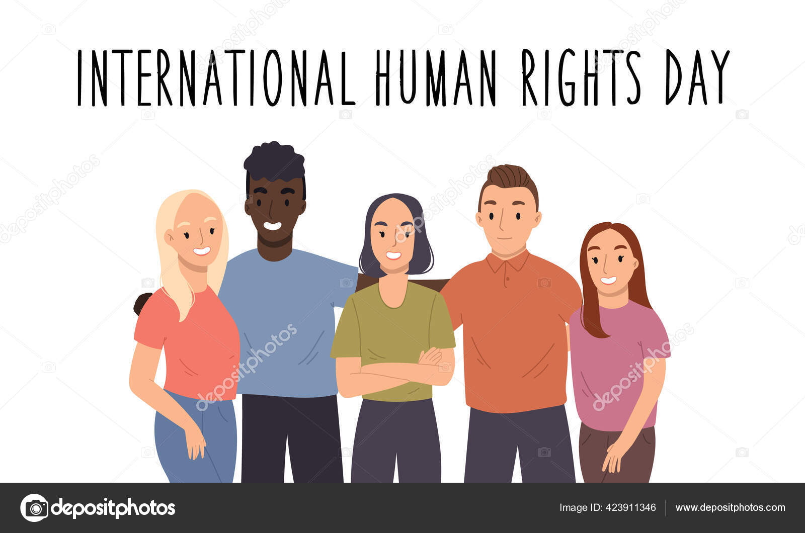 A group of young happy people who are hugging. International Human ...