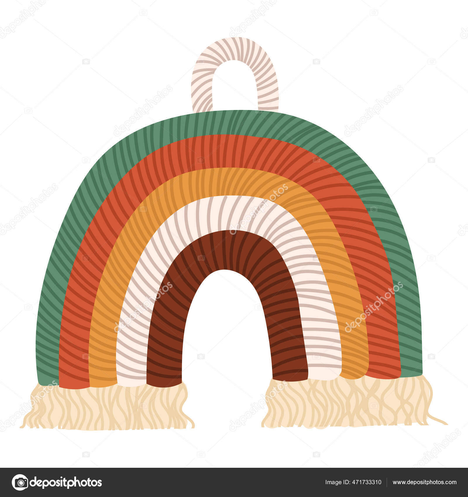 Macrame rainbow,nursery wall decor.Vector hand drawn cartoon Stock ...