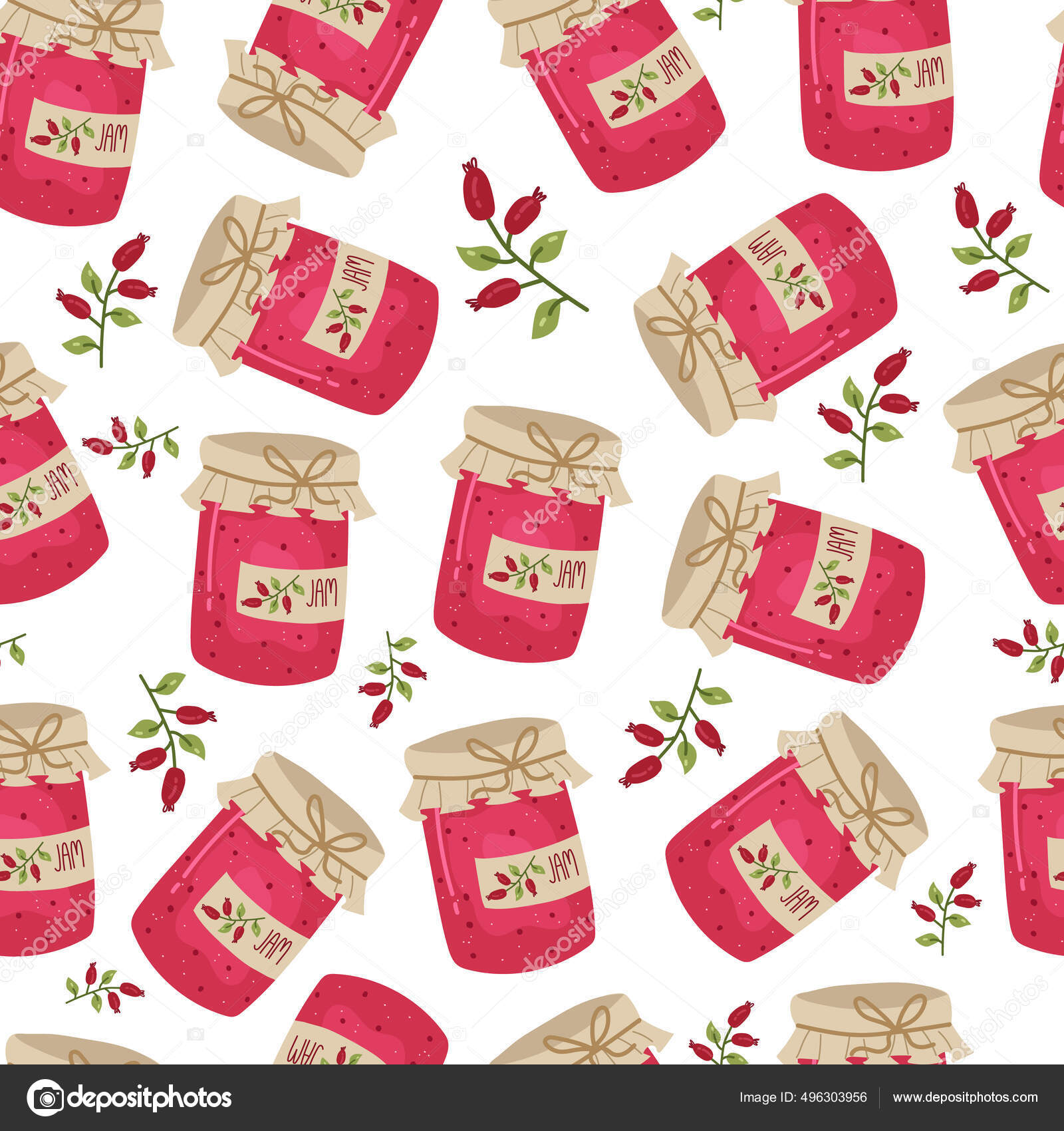 Jar of jam seamless pattern. Cute cozy texture for textiles, wrapping ...