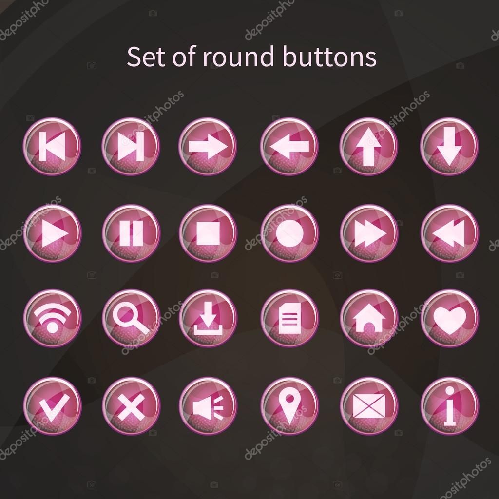 Pink icons on round buttons. Stock Vector by ©dreamcat 82603978