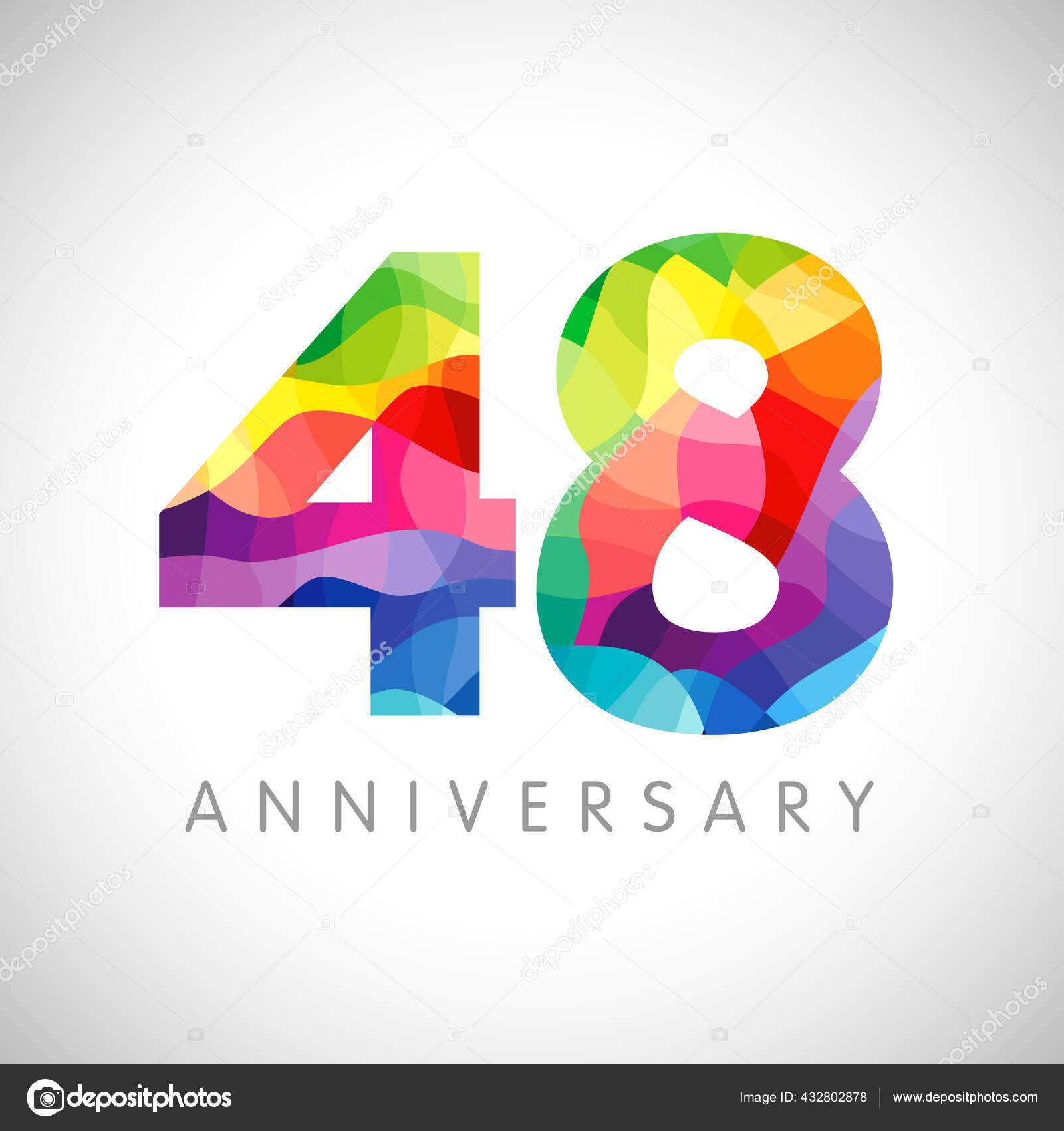 48Th Anniversary Numbers Years Old Logotype Bright Congrats Isolated ...