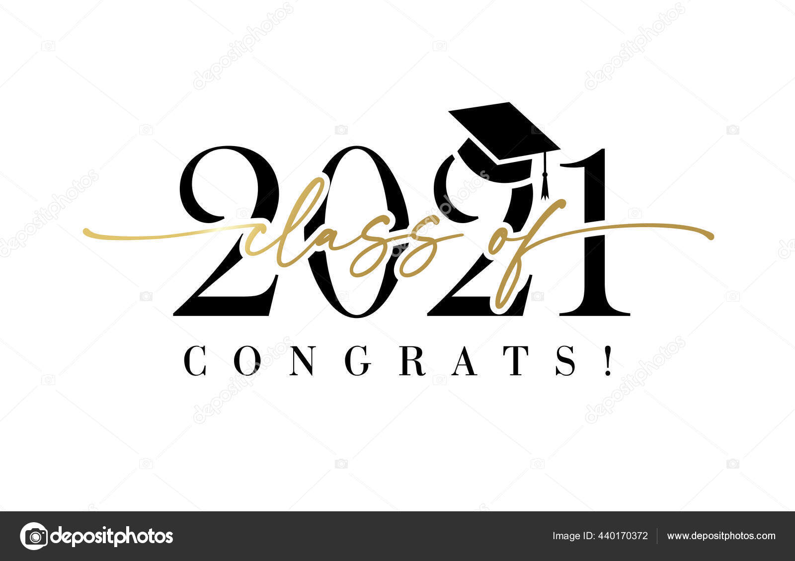 Clase 2021 Con Gorra Graduación Felicidades Caligrafía Graduación ...
