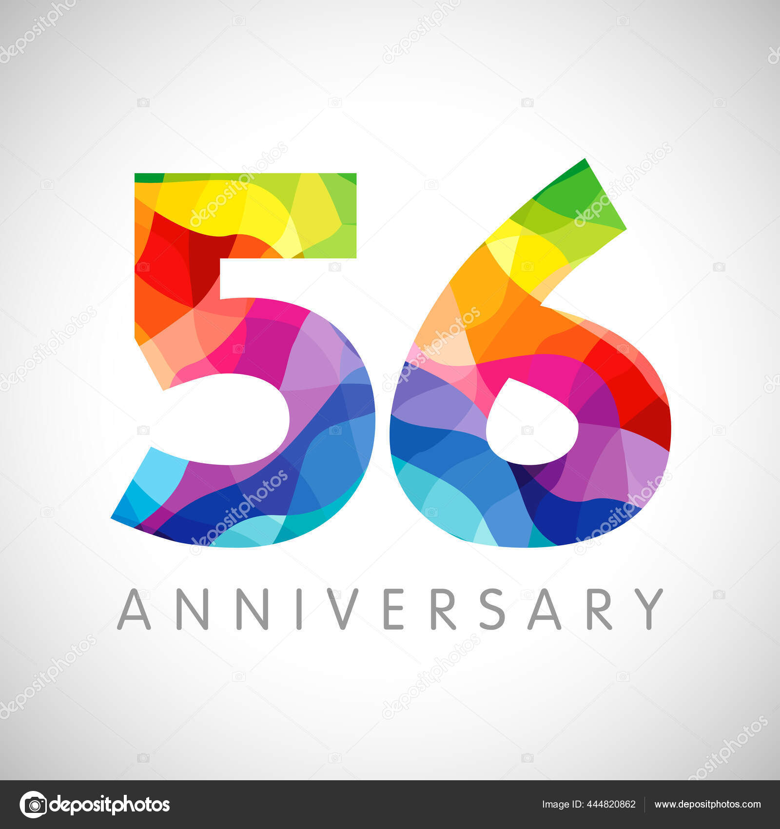 56Th Anniversary Numbers Years Old Logotype Bright Congrats Isolated ...