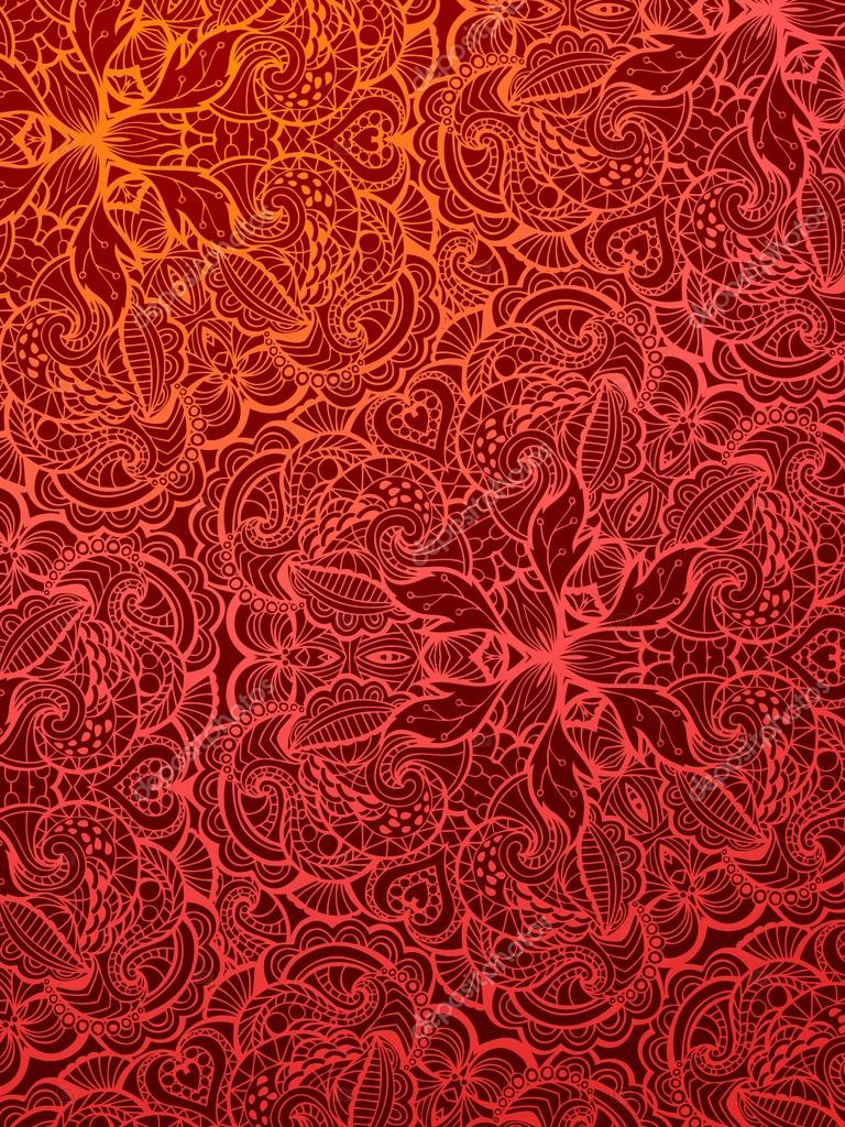 Red Vintage Pattern Wallpaper