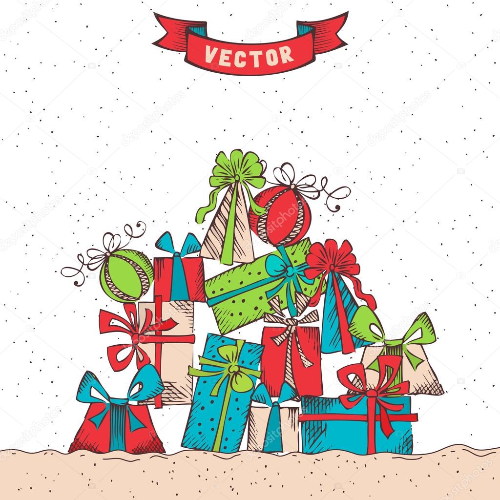 Hand drawn gifts background. Stock Vector Image by ©AlexVector #54271541