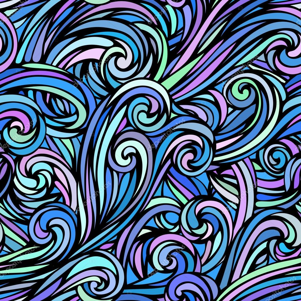 Colourful hand-drawn waves pattern Stock Vector Image by ©AlexVector ...