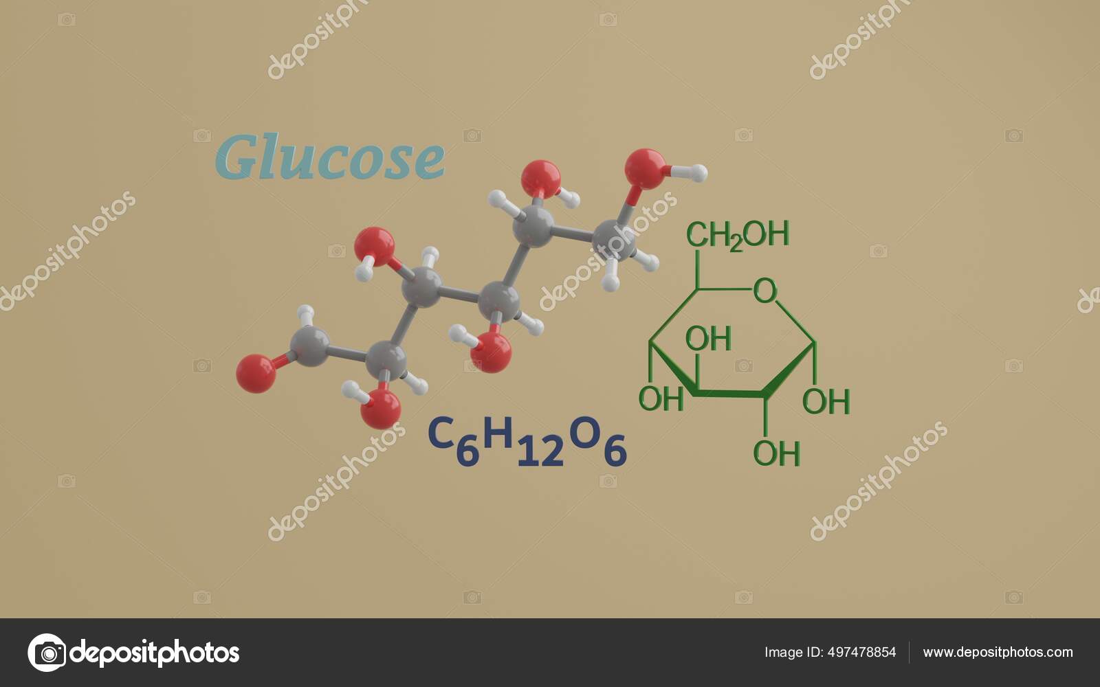Glucose Dextrose Reducing Sugar Aldose Science Chemical Structure Model ...