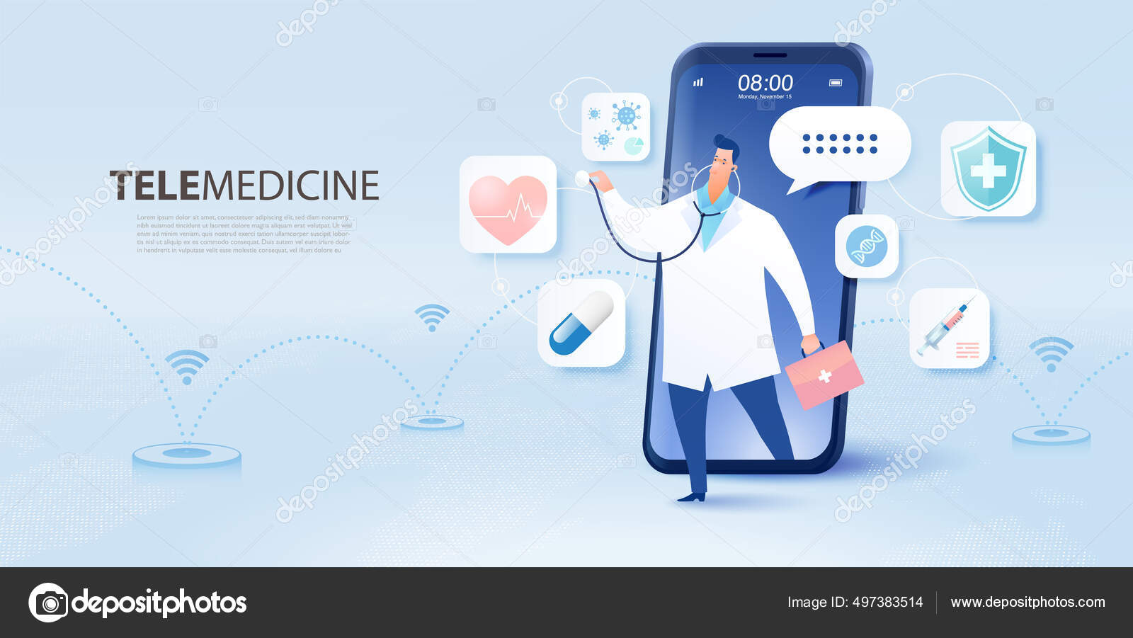 Telemedicine Concept Visiting Doctor Using Online Technology Smartphone ...