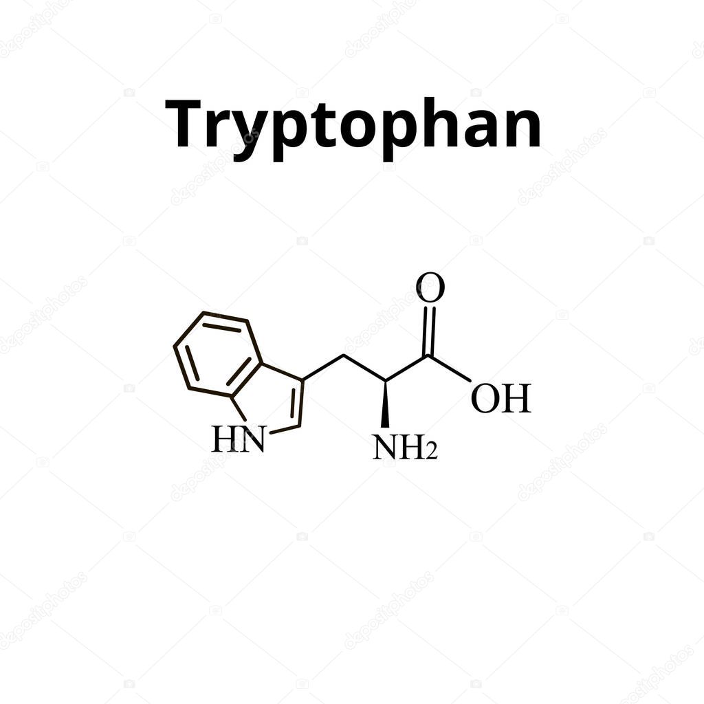 Aminoácido triptófano. Fórmula molecular química del aminoácido ...