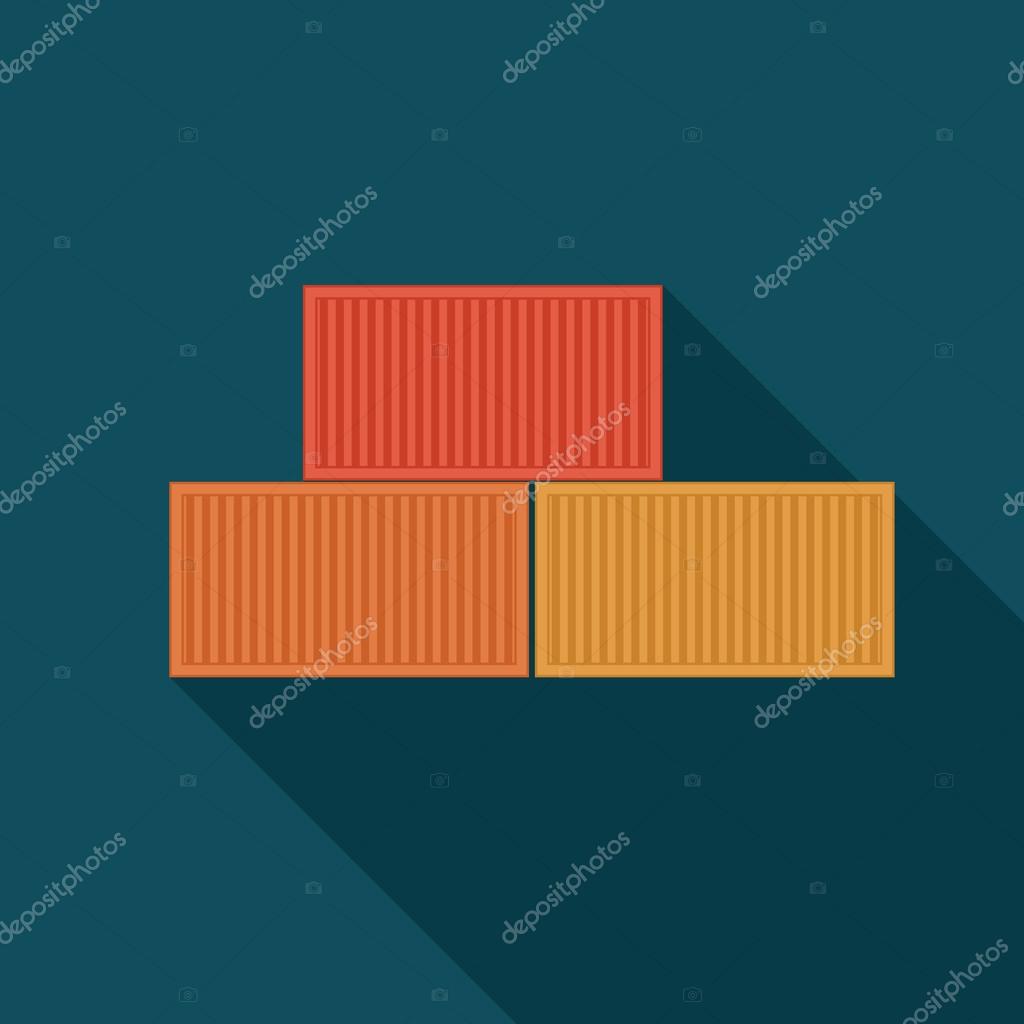 Vector illustration. Flat cargo container. Packaging Post service and ...