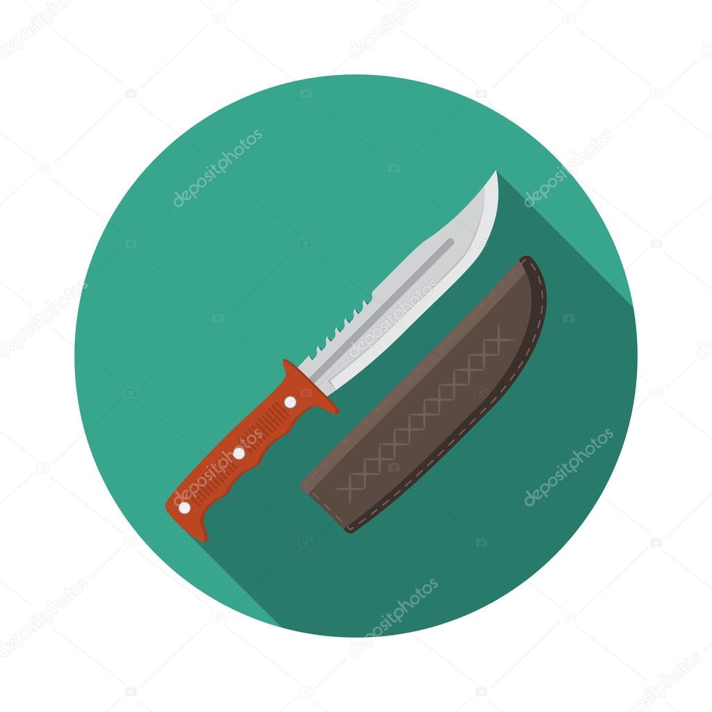 Flat design modern vector illustration of hunting knife icon, camping ...