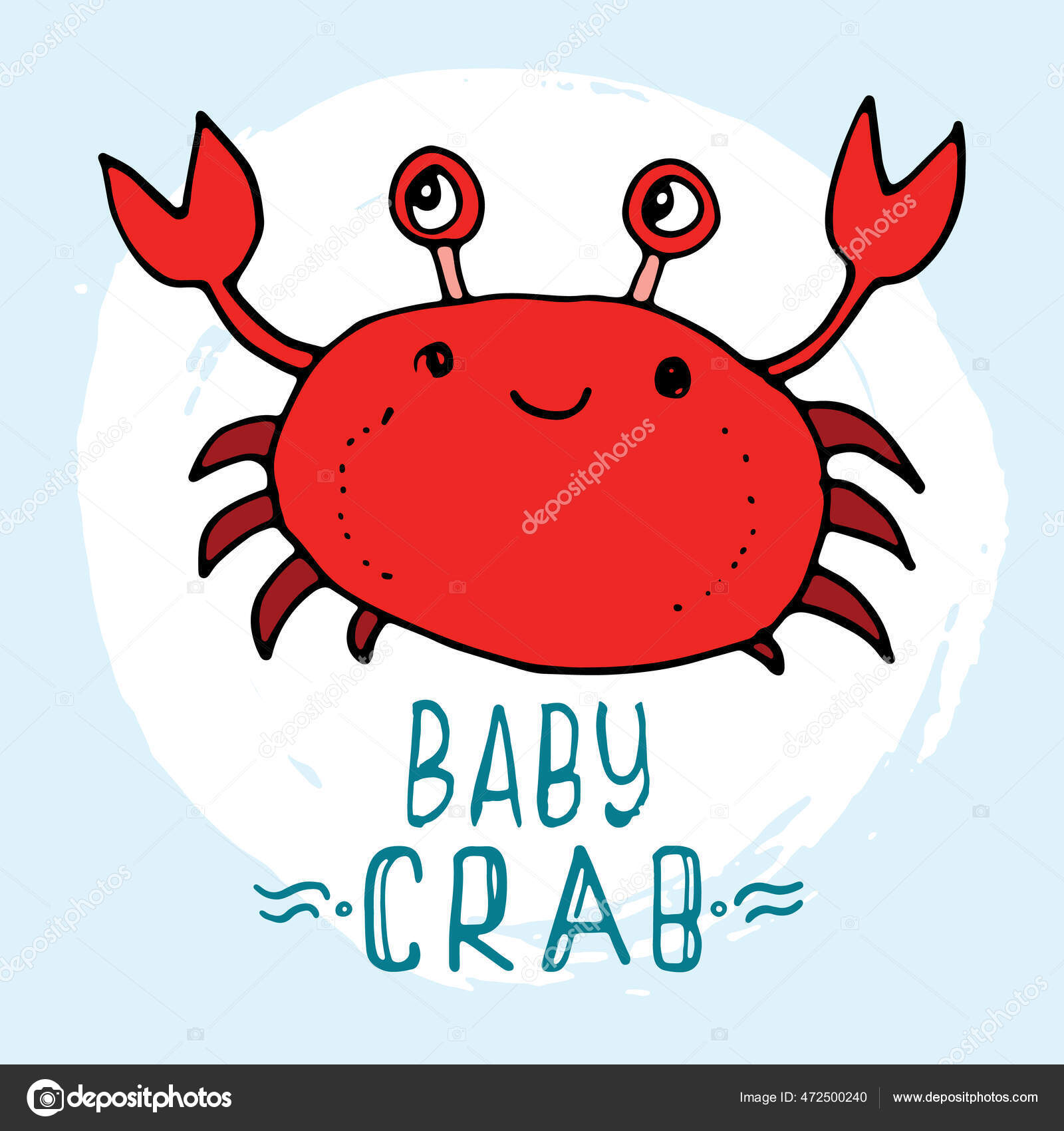 Niedliche Krabbe Cartoon Hand Gezeichnet Animal Doodles Vektor ...