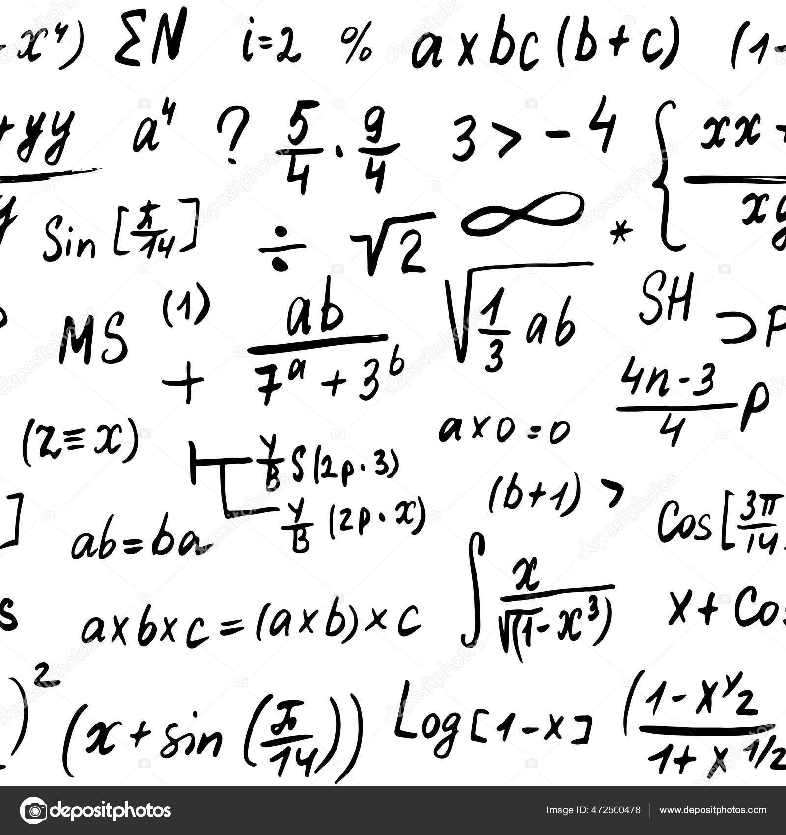 Math Formulas Seamless Pattern Hand Drawn Mathematical Equations Vector ...