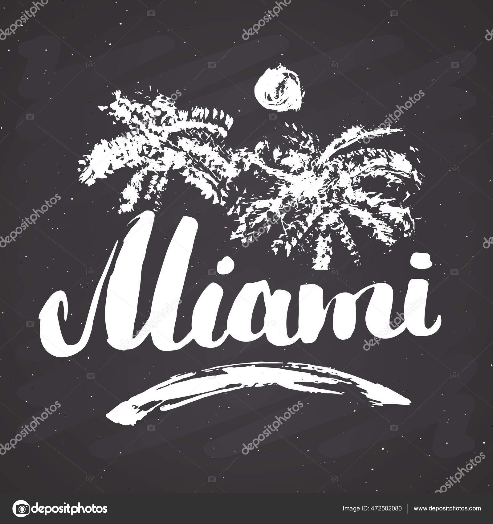 Miami Calligraphy Lettering Handwritten Sign Hand Drawn Grunge ...
