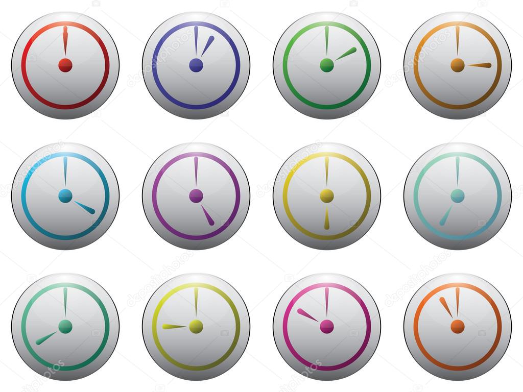 Clock symbol set color on grey isolated on white background Stock ...