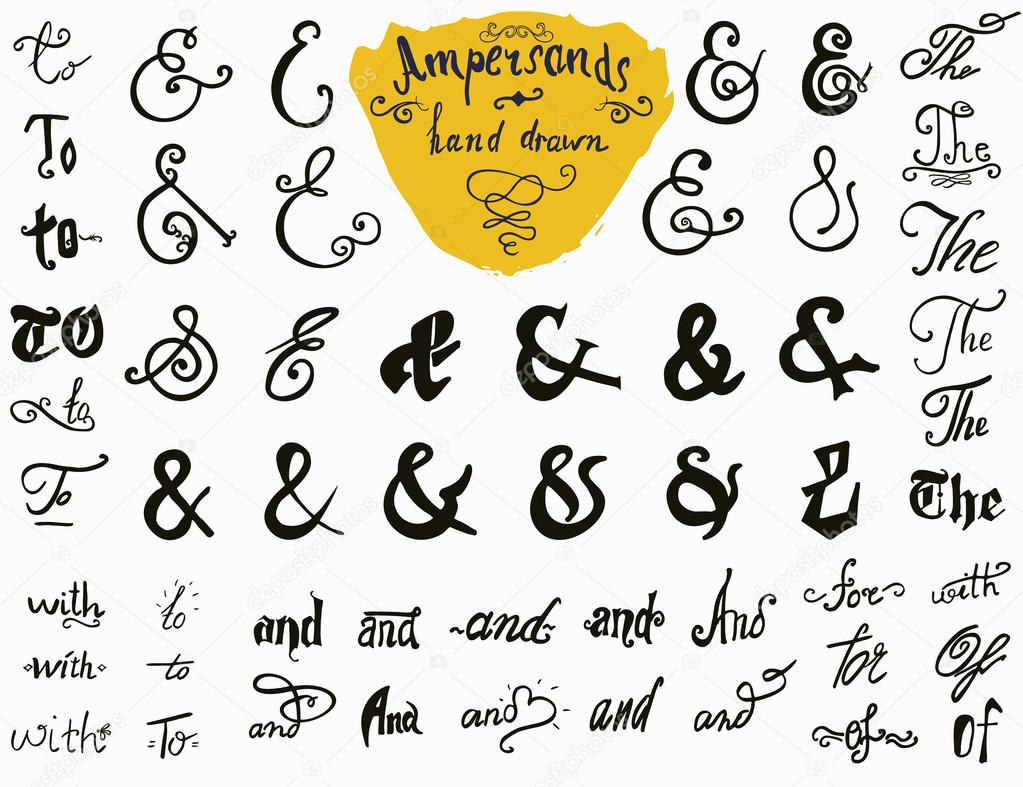 Ampersands and Catchwords set dibujado a mano para diseños de logotipo ...