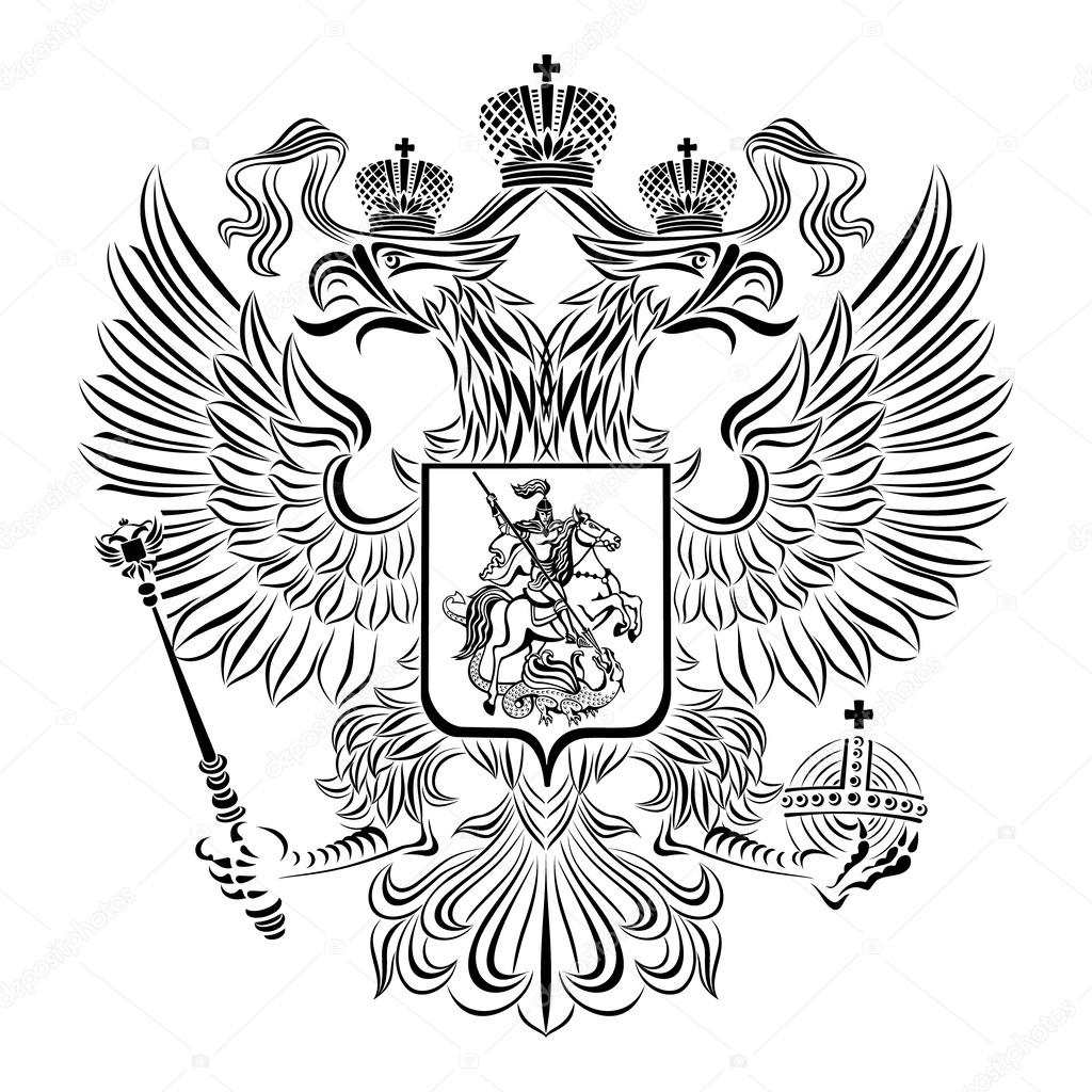 Blason noir et blanc de la Fédération de Russie — Image vectorielle ...