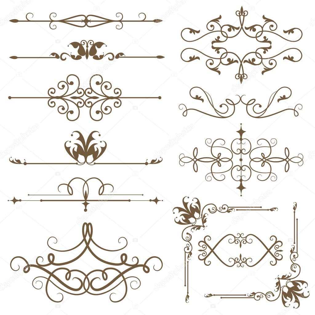 Antique decorative elements, and scroll elements, set page divid ... Antique decorative elements, and scroll elements, set page divid ...
