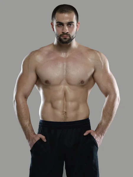 Great workout. Portrait of muscular professional bodybuilder Stock ...