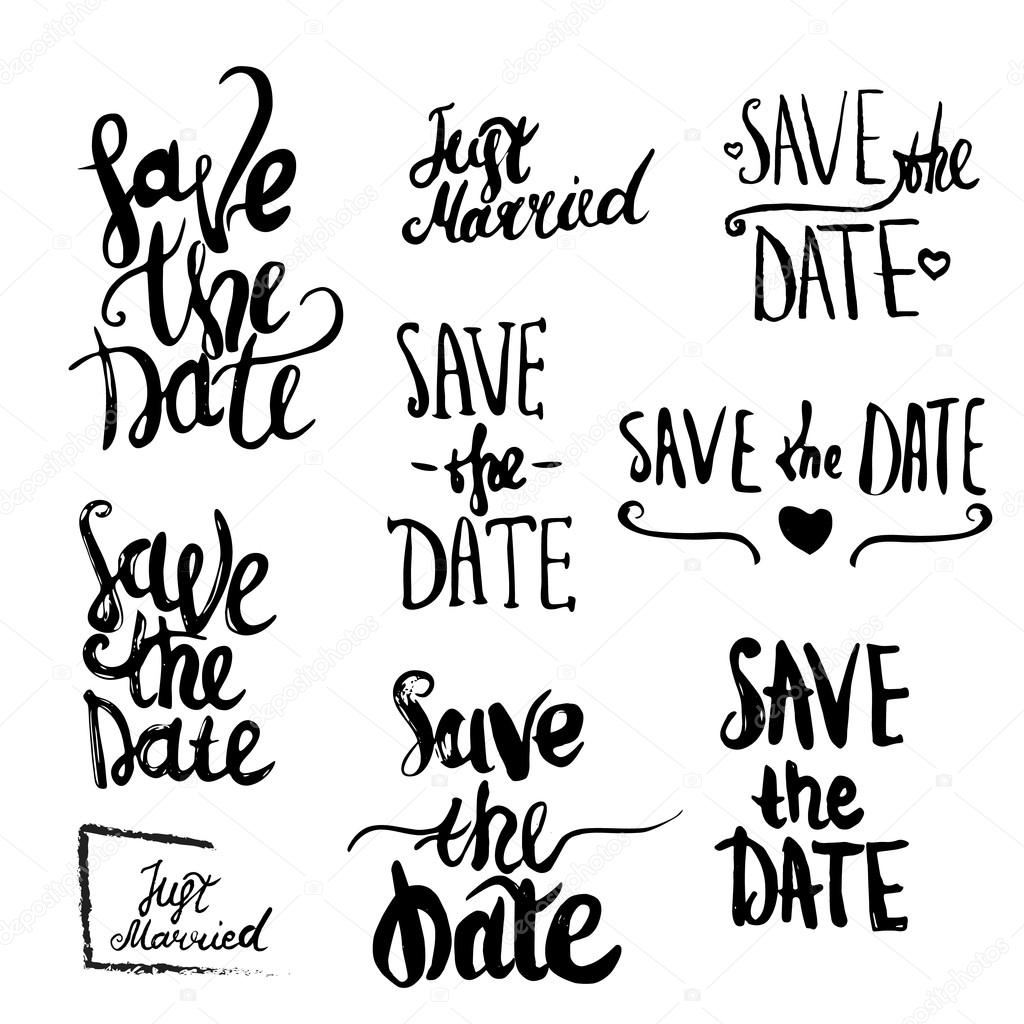 Vector Save The Date lettering Isolated for greeting cards. Stock ...