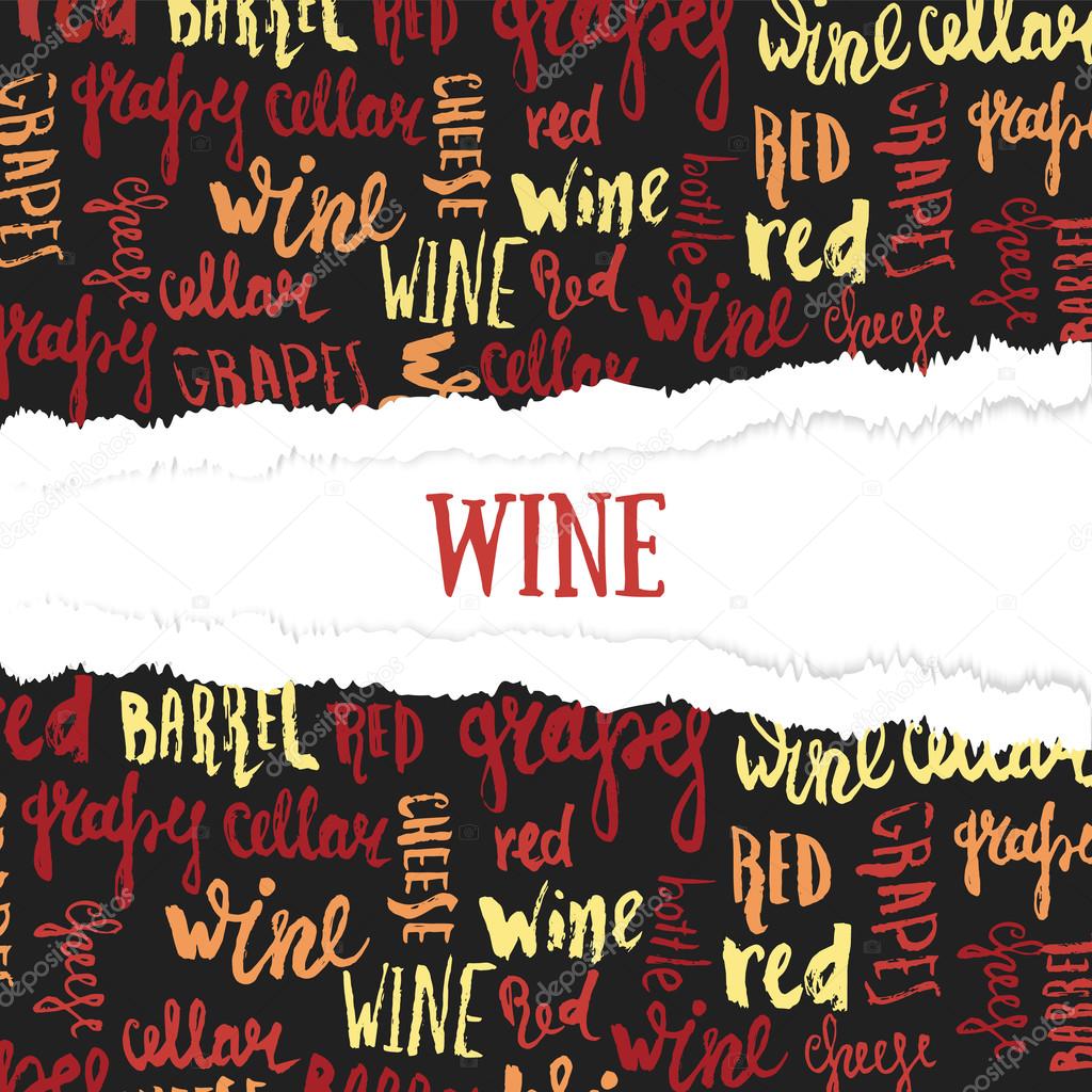 Wine hand lettering banner with rough paper — Stock Vector © Alena_St ...