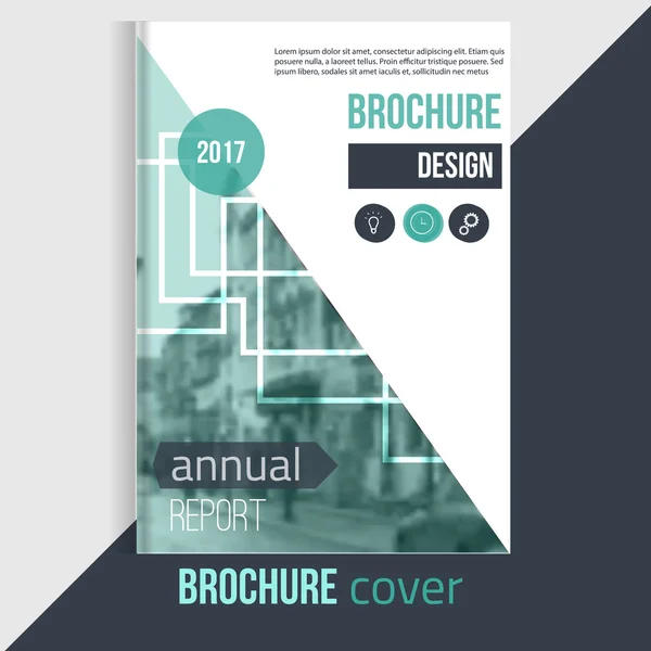 Clean brochure cover template with blured city landscape letter and pen ...