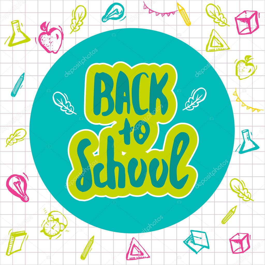 Back to School lettering hand drawn banner design. Colorful poster ...