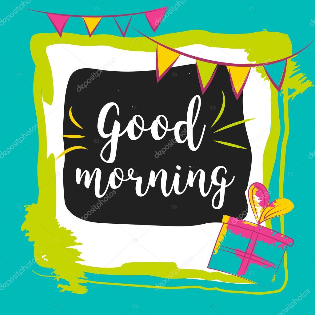 Good morning typography hand lettering text solated on colorful ...