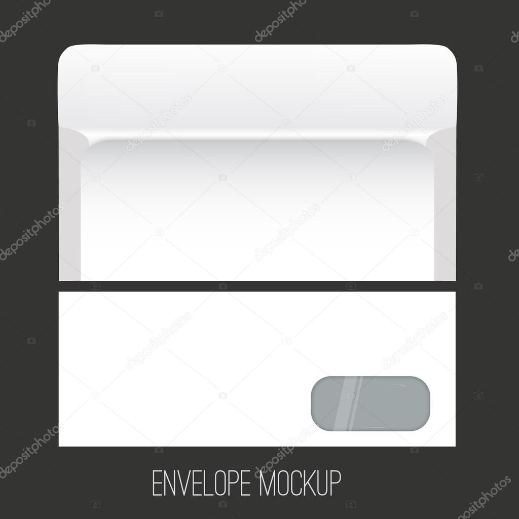 Blank envelope mockup with window, front and back view. Clean envelope ...