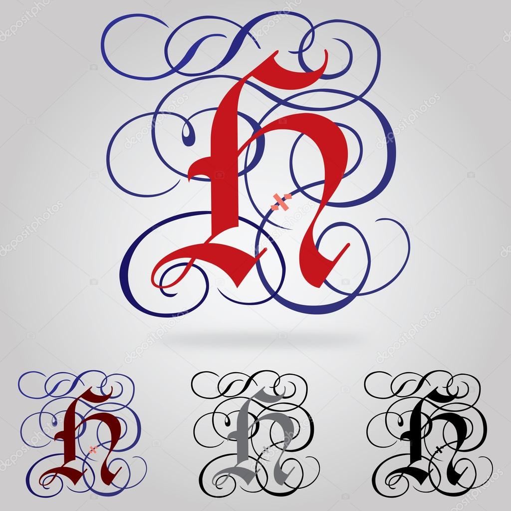 Decorated uppercase Gothic font - Letter H — Stock Vector © HuangArt ...