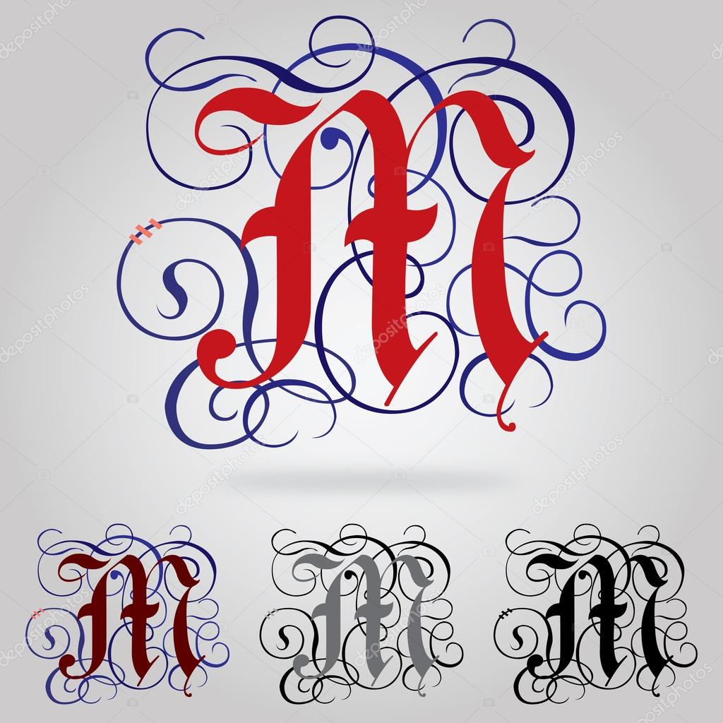 Decorated uppercase Gothic font - Letter M — Stock Vector © HuangArt ... Decorated uppercase Gothic font - Letter M — Stock Vector © HuangArt ...