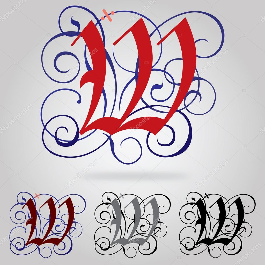 Decorated uppercase Gothic font - Letter W — Stock Vector © HuangArt ...