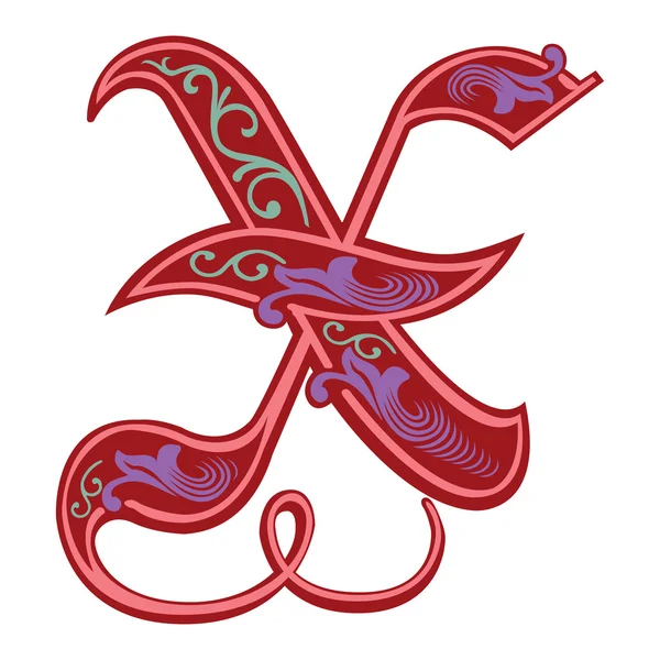 Beautiful decoration English alphabets, Gothic style, letter X — Stock ...