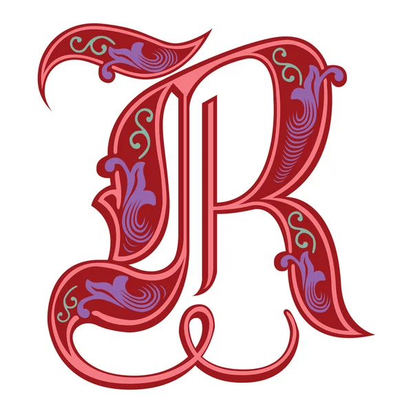 Beautiful decoration English alphabets, Gothic style, letter R — Stock ...