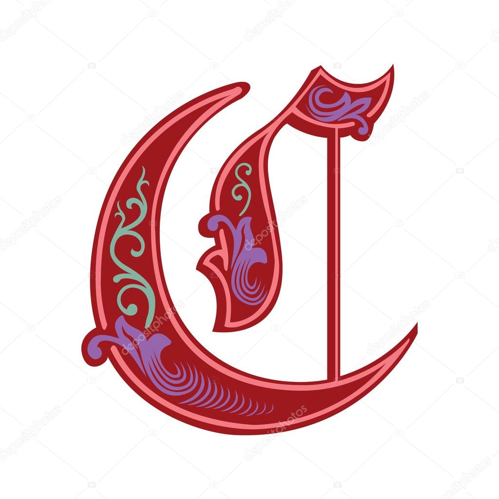 Beautiful decoration English alphabets, Gothic style, letter C — Stock ...